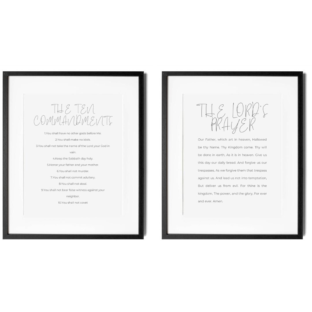 The Lord's Prayer Printable, the Ten Commandments, Set of 2 Prints ...