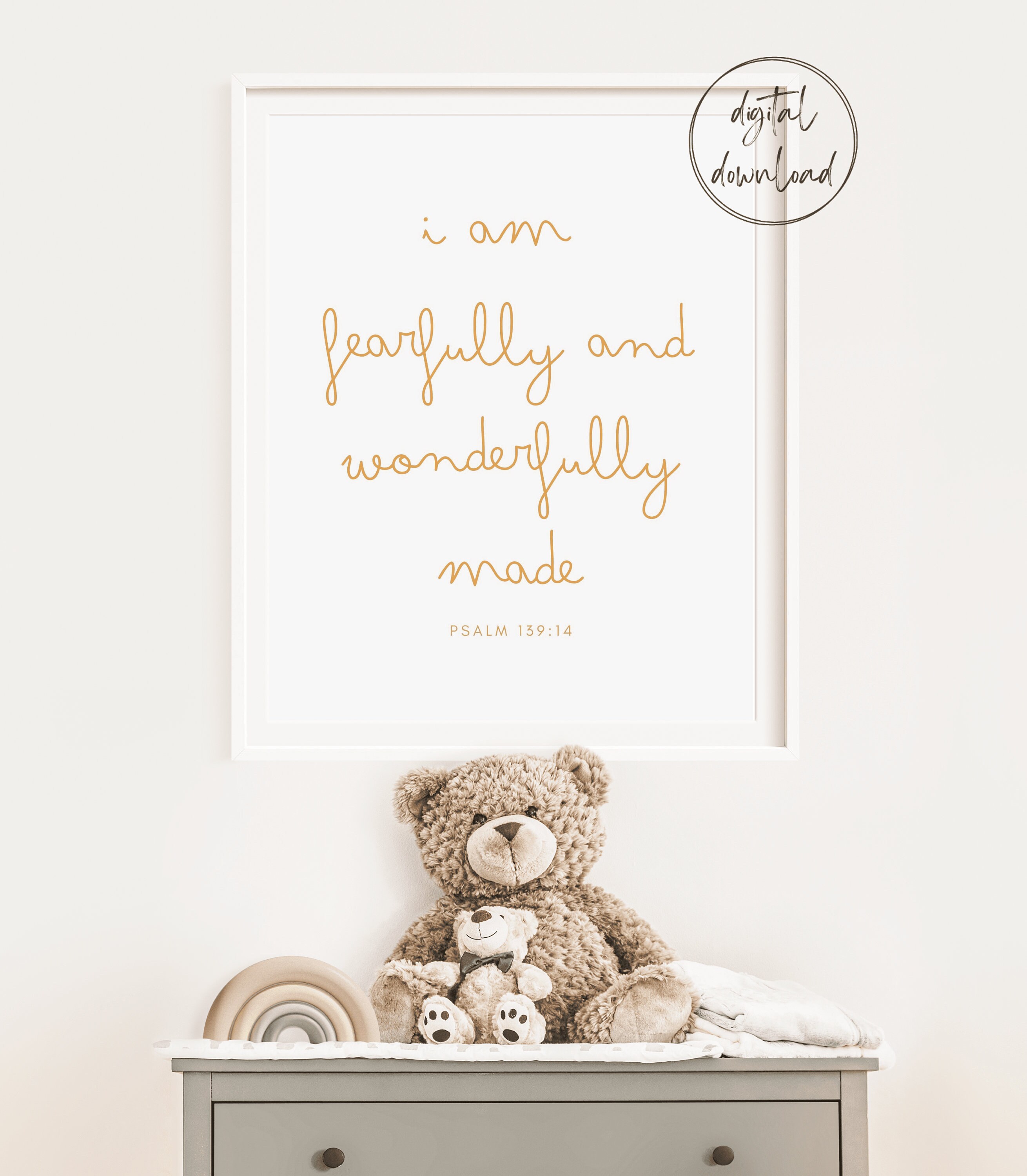 I Am Fearfully and Wonderfully Made Wall Art, Psalm 139:14, Nursery ...