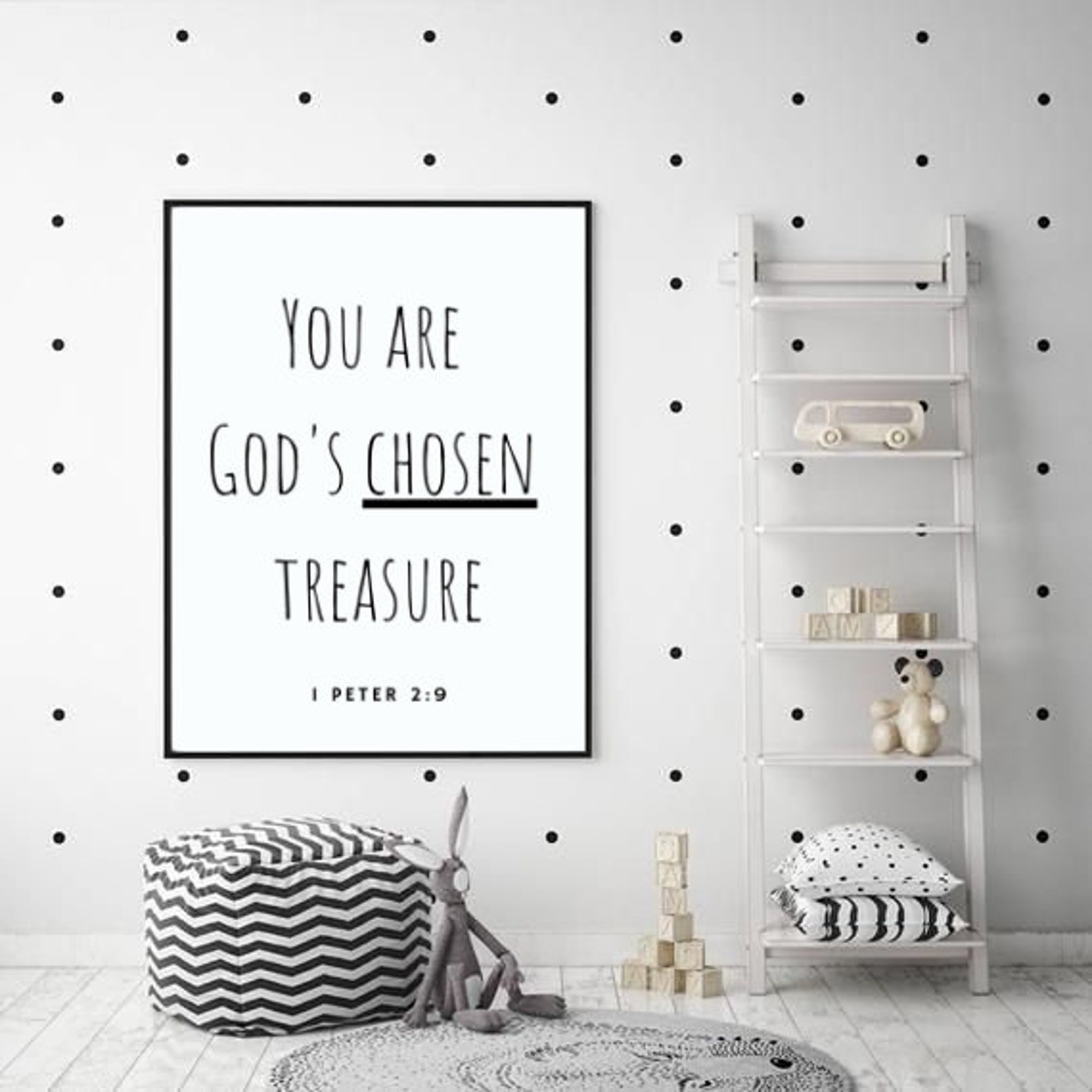 You Are God's Chosen Treasure, 1 Peter 2:9 Print, Nursery Bible Verse ...