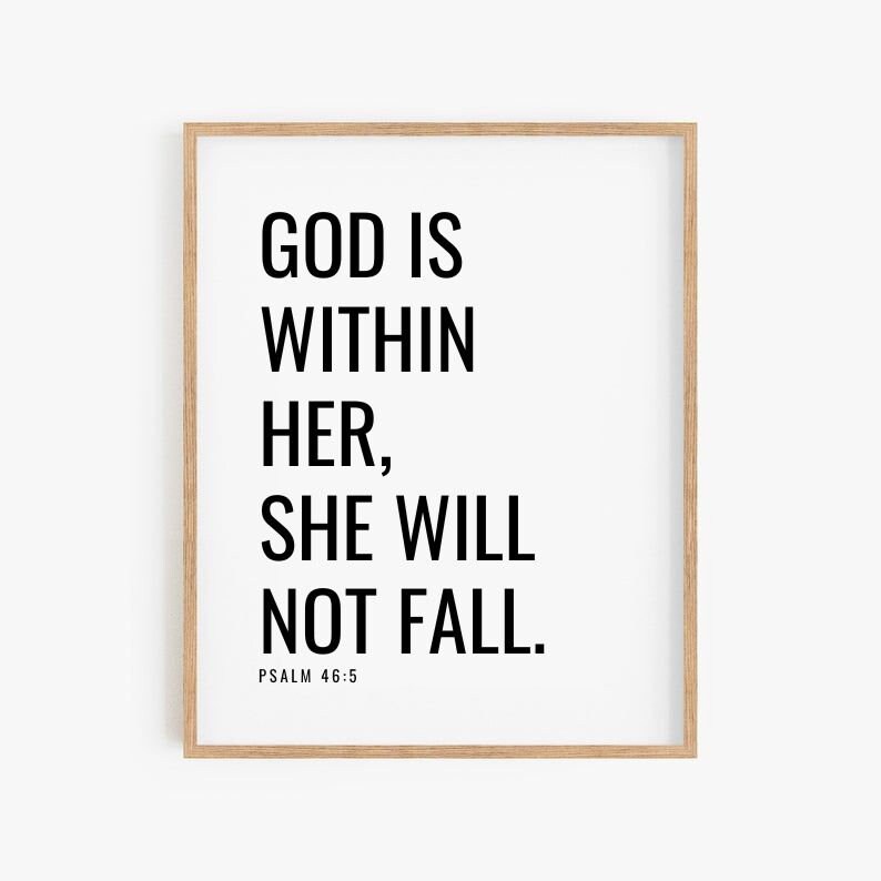 God is Within Her She Will Not Fall Print, Psalm 46:5, Scripture Wall ...