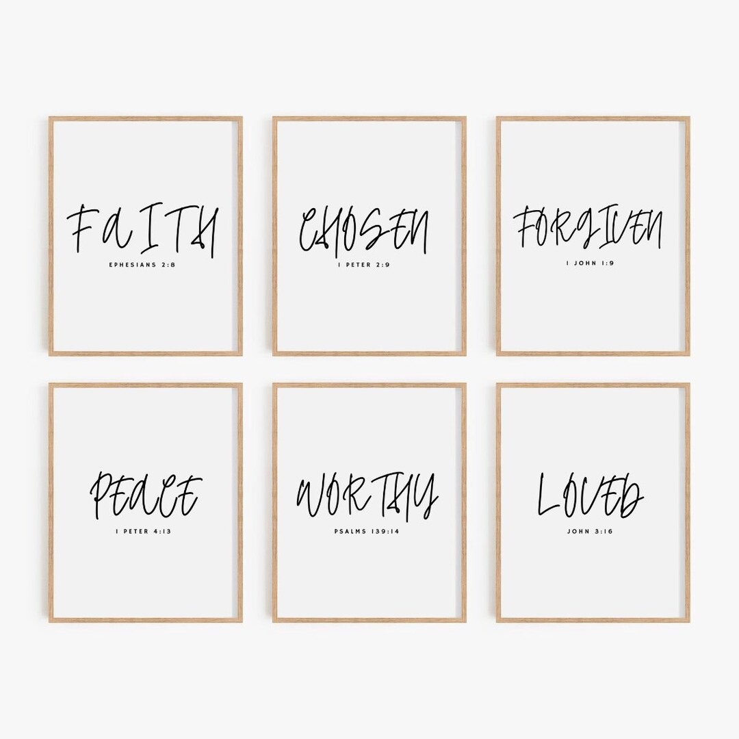 I Am Bible Verse Affirmations Printable Wall Art, Set of 6 Positive ...