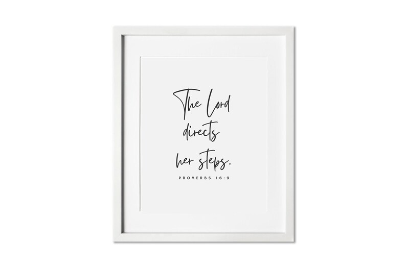Christian Poster Bible Verse Wall Art, Proverbs 16:9, the Lord Directs ...