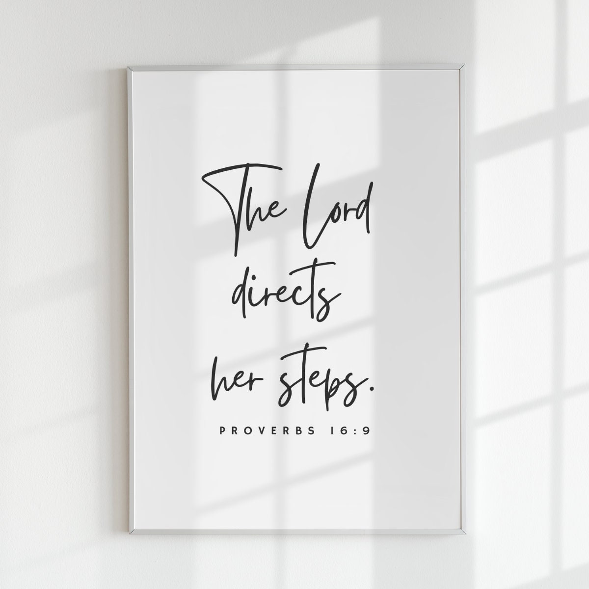 Christian Poster Bible Verse Wall Art, Proverbs 16:9, the Lord Directs ...
