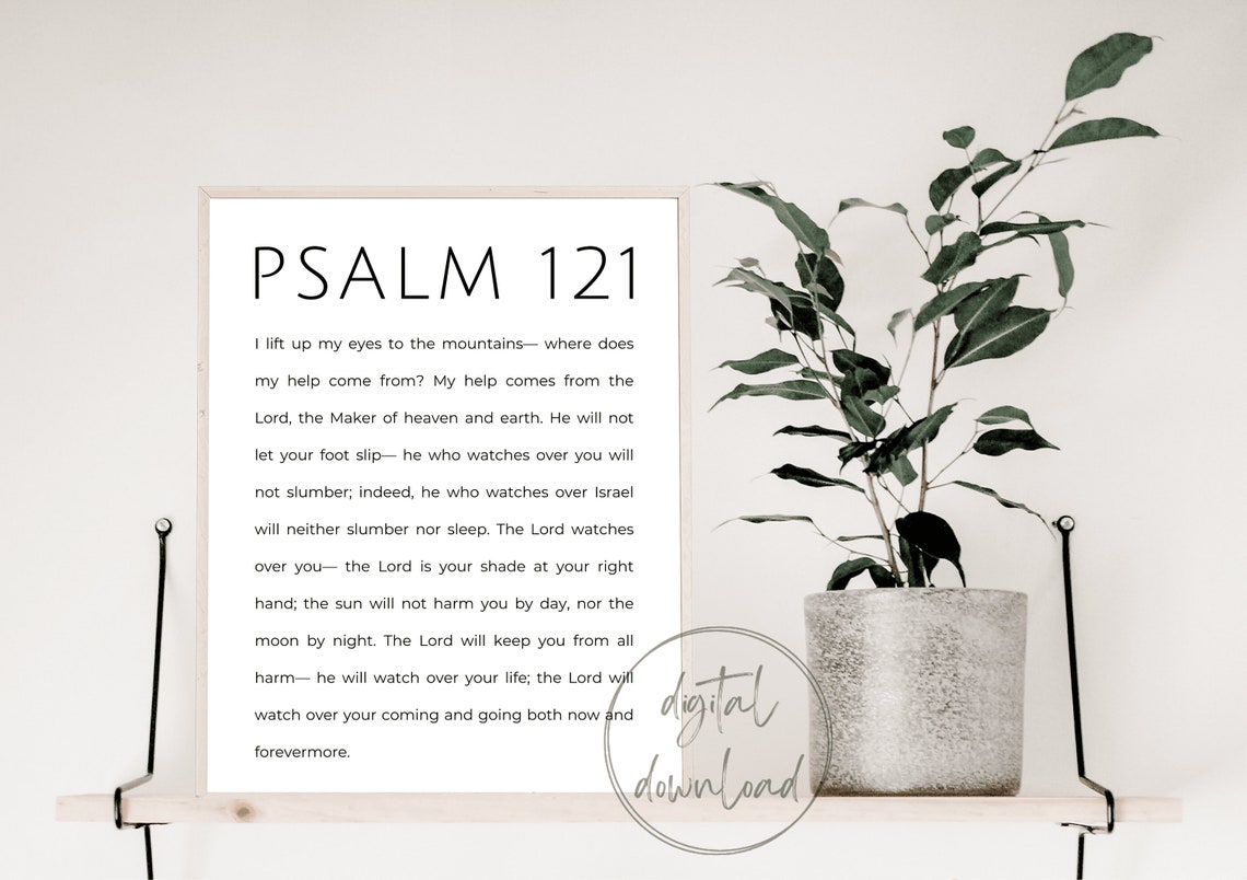 Psalm 121 Art, I Lift up My Eyes to the Mountains, Modern Living Room ...