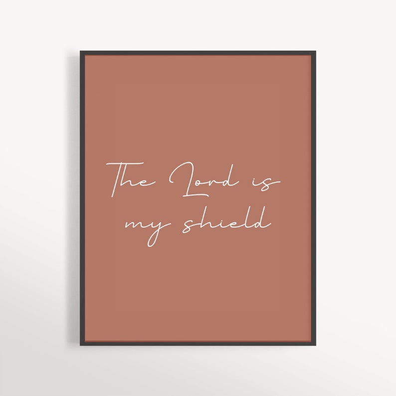 The Lord is My Shield, Terracotta Print Digital, Modern Christian Art ...