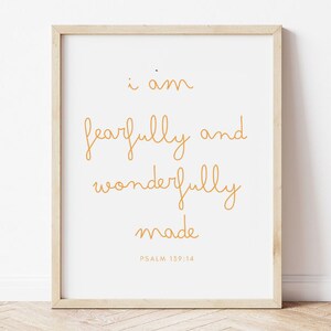 I Am Fearfully and Wonderfully Made Wall Art, Psalm 139:14, Nursery ...