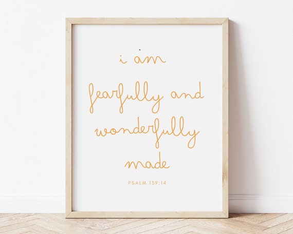 I Am Fearfully and Wonderfully Made Wall Art Psalm 139:14 | Etsy