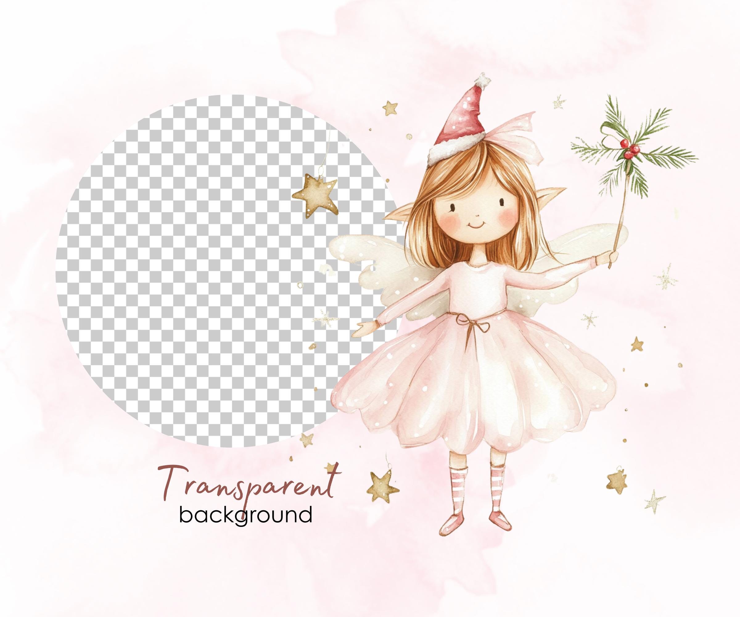 Blush Pink Christmas Clipart, Christmas Watercolor Clipart Bundle, Cute ...