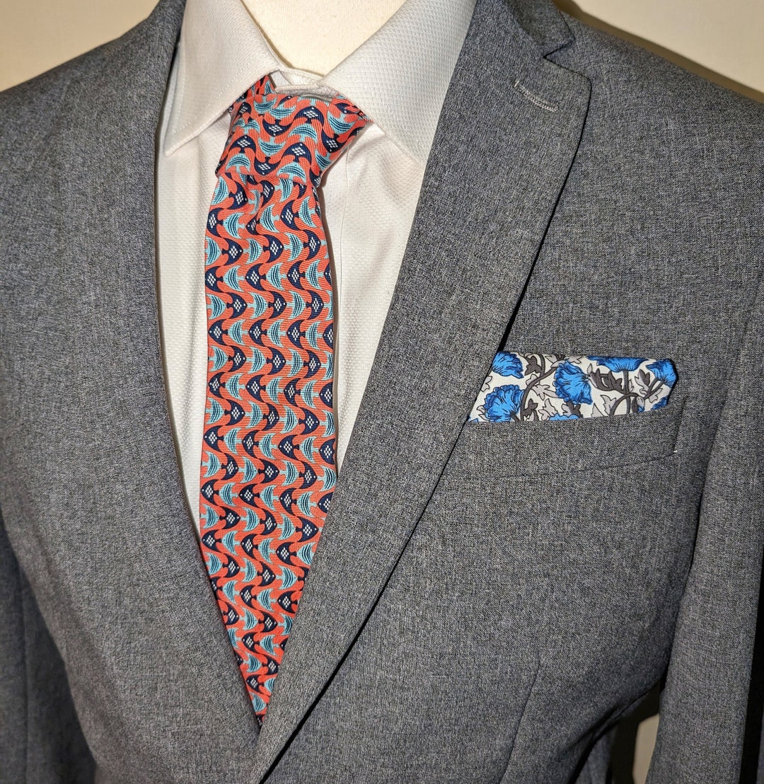 Angel Fish Necktie MC Escher Orange and Blue Silk - Etsy