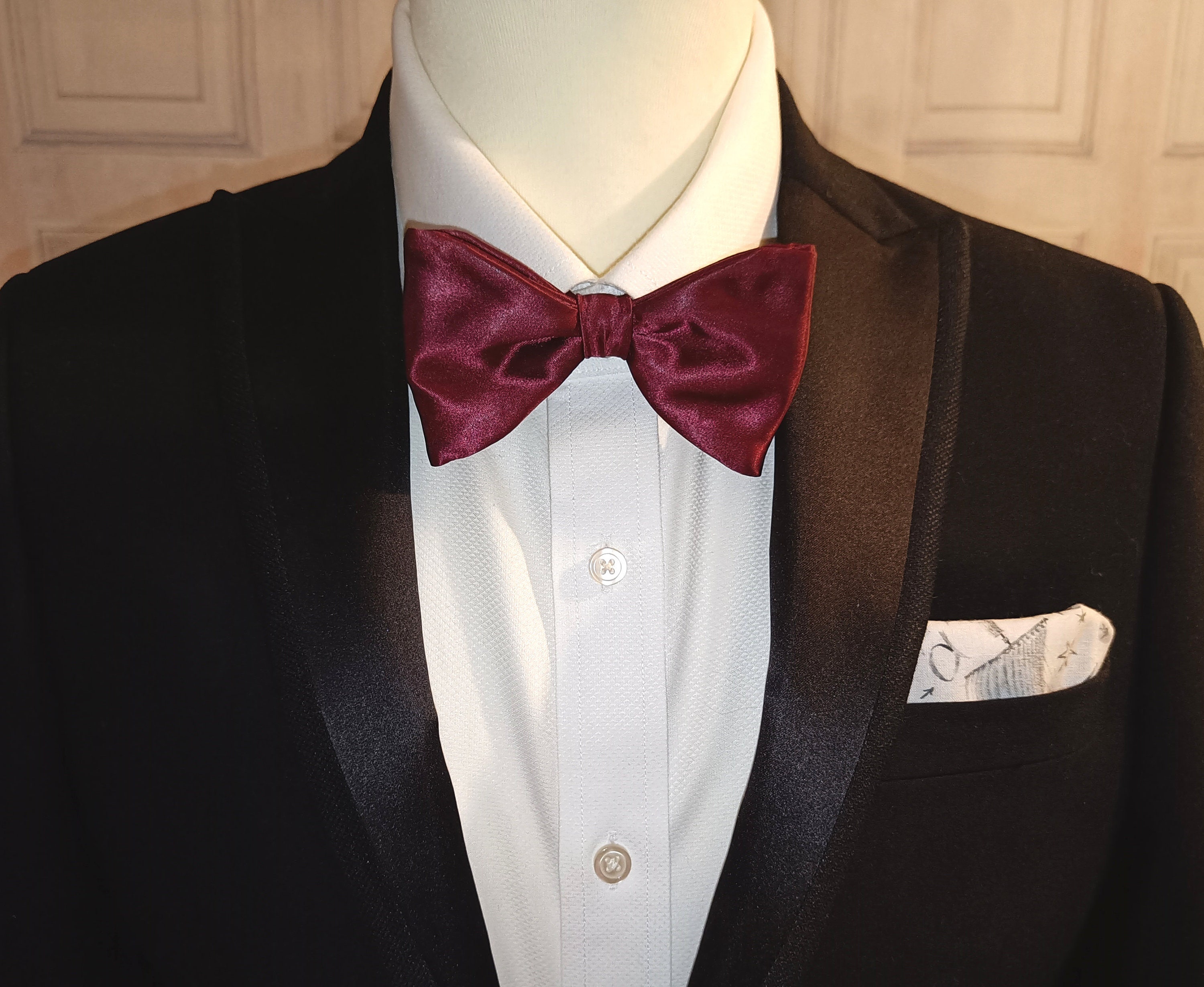 Wine Red Bow Tie Taffeta Satin - Etsy