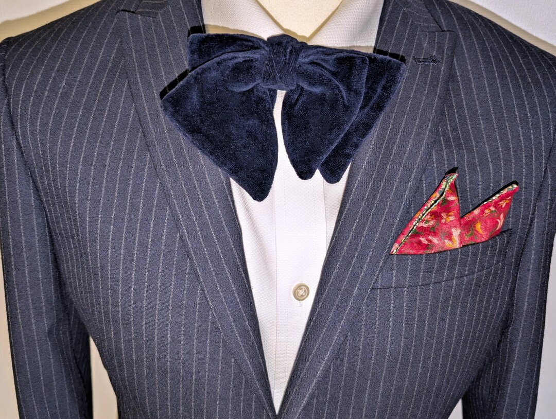 Dark Blue Floppy Velvet Bow Tie - Etsy