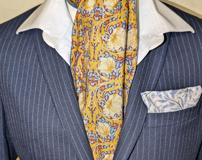 William Morris Blue and Yellow Ascot Cravat Bird and Pimpernel Print ...