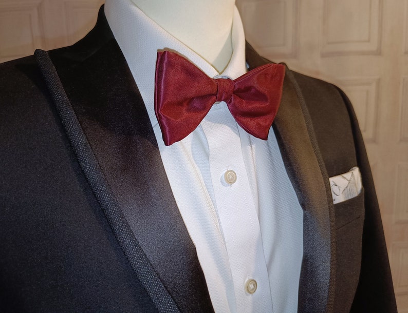 Wine Red Bow Tie Taffeta Satin - Etsy
