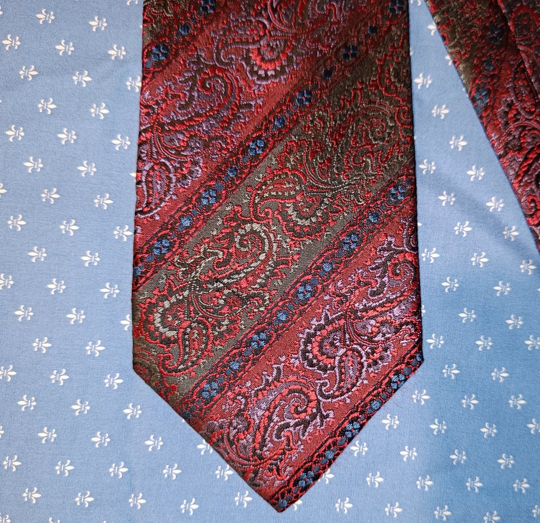 Balmain Wine Red Paisley Necktie Vintage Silk Paris - Etsy