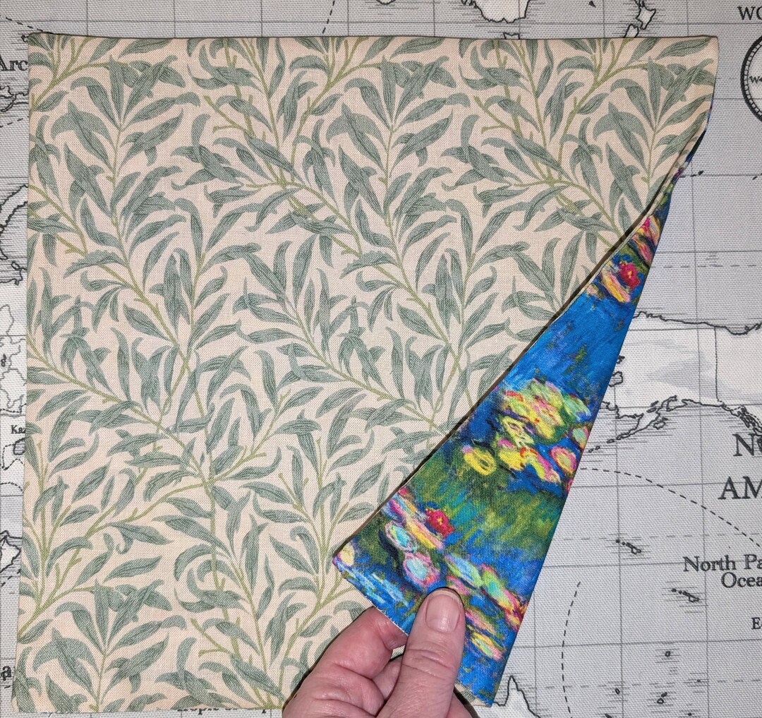William Morris and Monet Pocket Square Blue and Green Willow ...