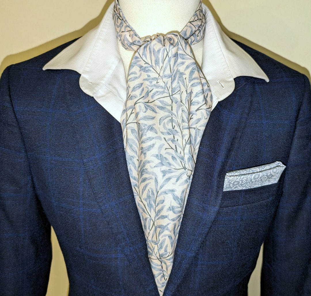 William Morris Light Blue Ascot Cravat Liberty Fabric - Etsy