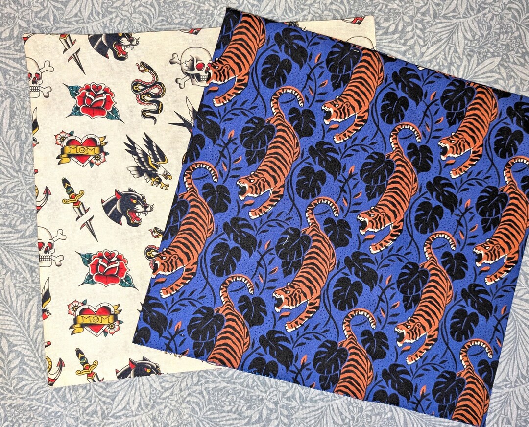 Tattoo Pocket Squares Tiger Traditional Print in Cotton - Etsy