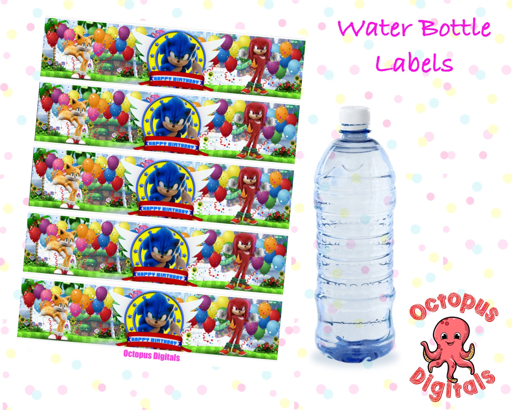 Sonic the Hedgehog Sonic Labels Water Bottle Labels Sonic - Etsy UK