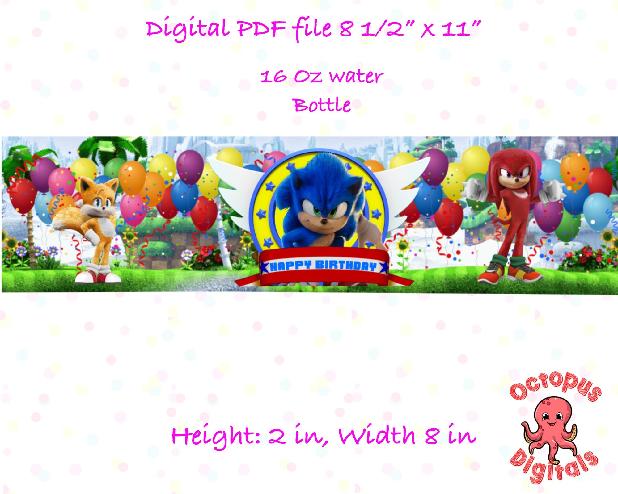 Sonic The Hedgehog Sonic Labels Water Bottle Labels Sonic - Etsy México