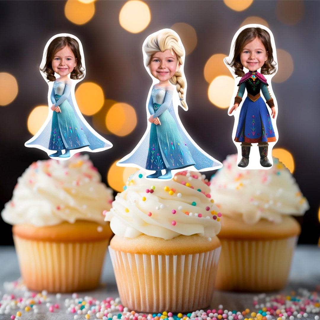 Frozen Cupcake Toppers, Elsa and Anna Cupcake Toppers, Cupcake Toppers ...