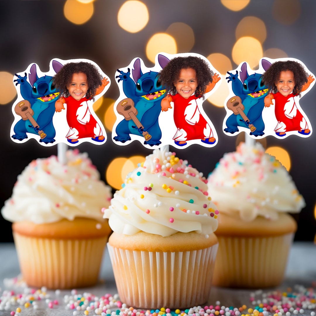 Stitch Cupcake Toppers, Lilo Cupcake Toppers, Cupcake Toppers With ...