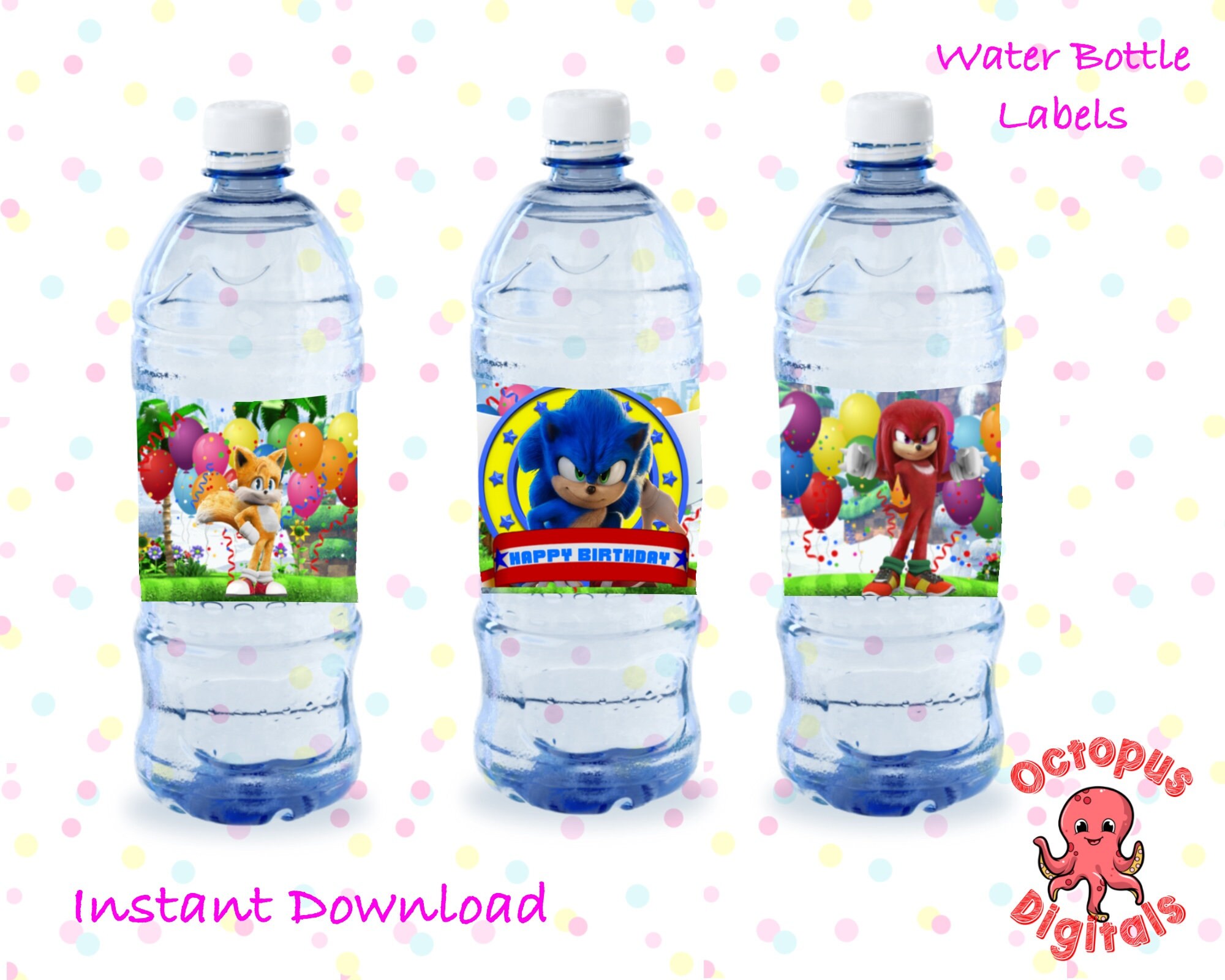 Sonic The Hedgehog Sonic Labels Water Bottle Labels Sonic - Etsy España