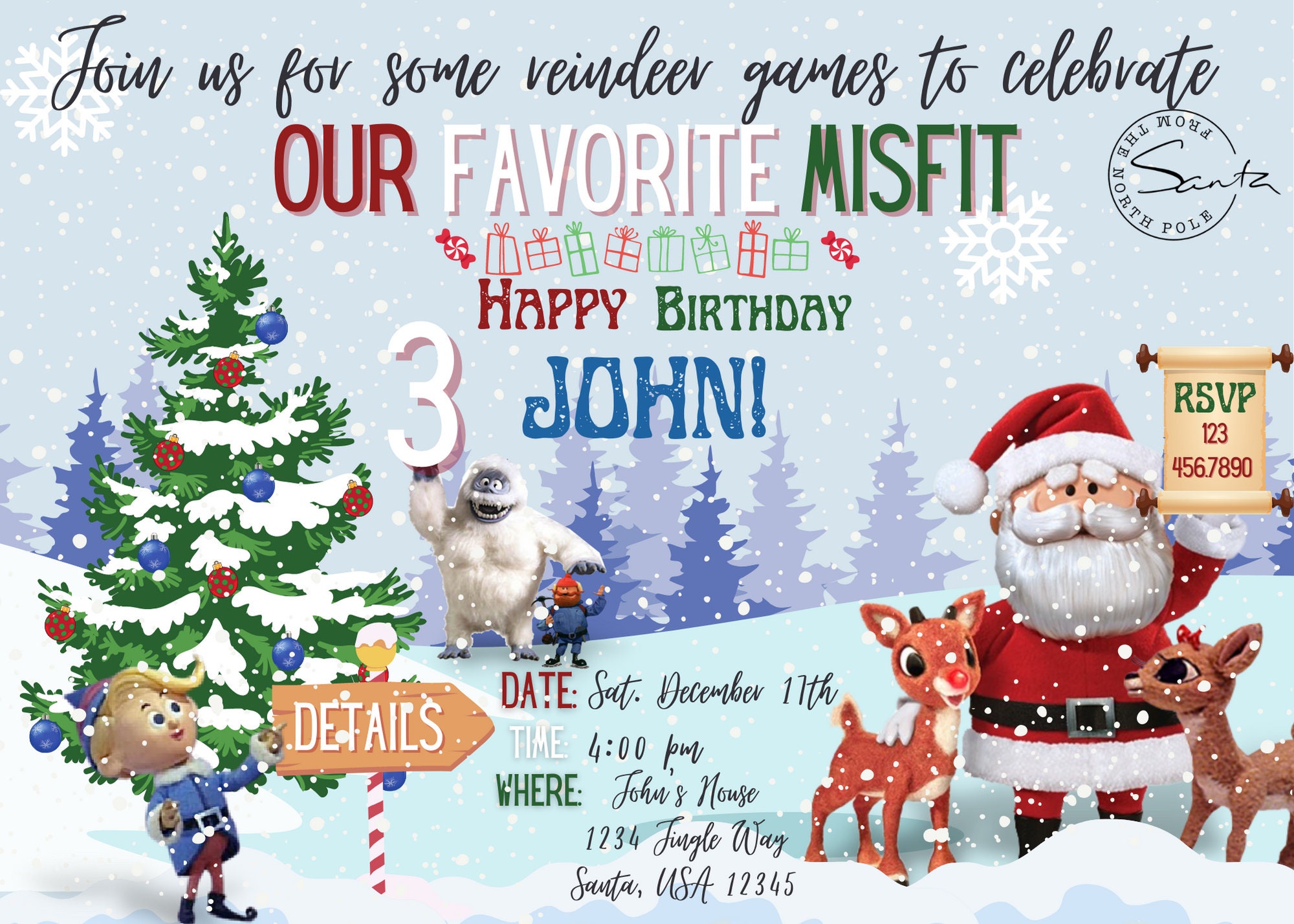 Classic Rudolph Christmas Party Invitations - Digital Download - Etsy
