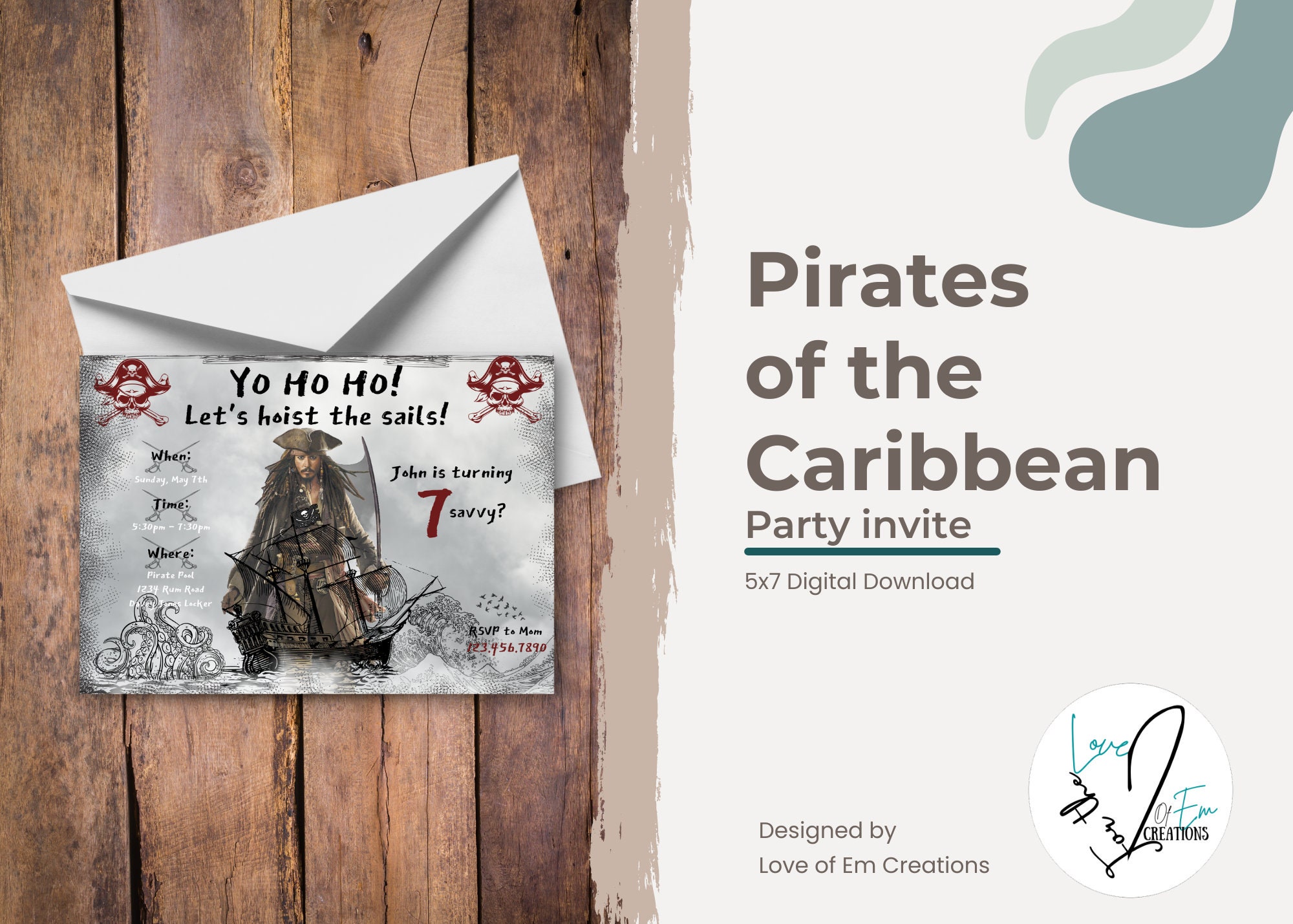Pirates of the Caribbean Birthday Invitation - Digital Download - Etsy