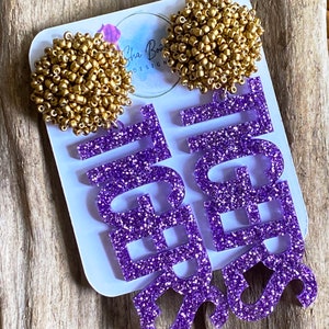 LSU Earrings LSU Acrylic Earrings Purple and Gold Earrings - Etsy