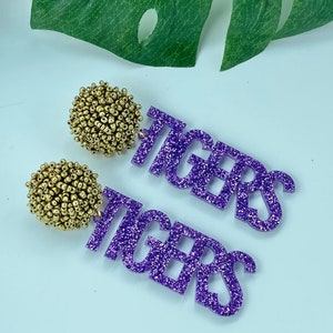 LSU Earrings LSU Acrylic Earrings Purple and Gold Earrings - Etsy