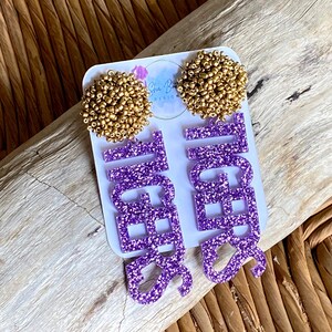 LSU Earrings LSU Acrylic Earrings Purple and Gold Earrings - Etsy