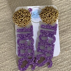 LSU Earrings LSU Acrylic Earrings Purple and Gold Earrings - Etsy