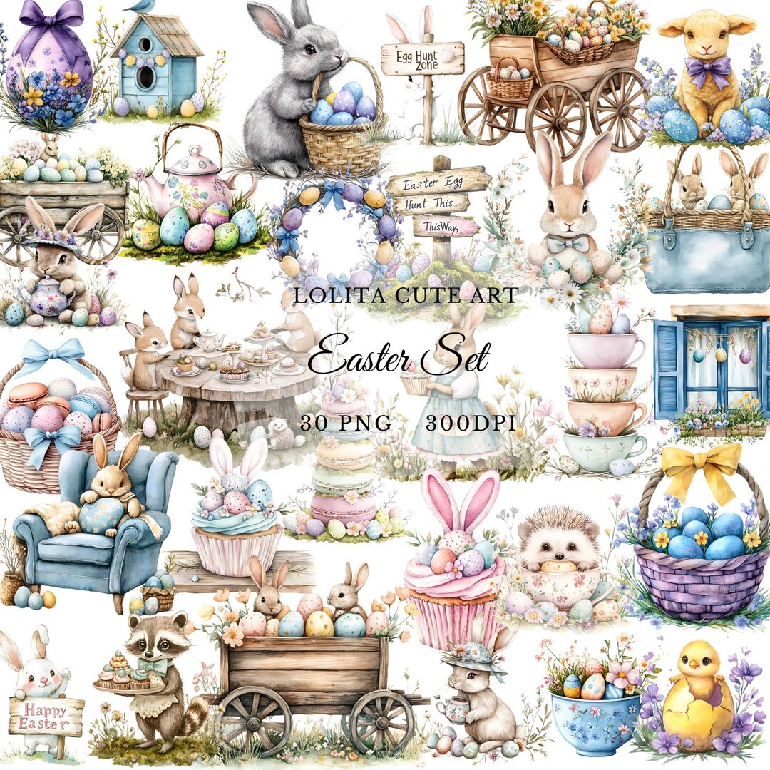 Easter Clipart Set Digital Files | Cute Spring Illustrations With ...