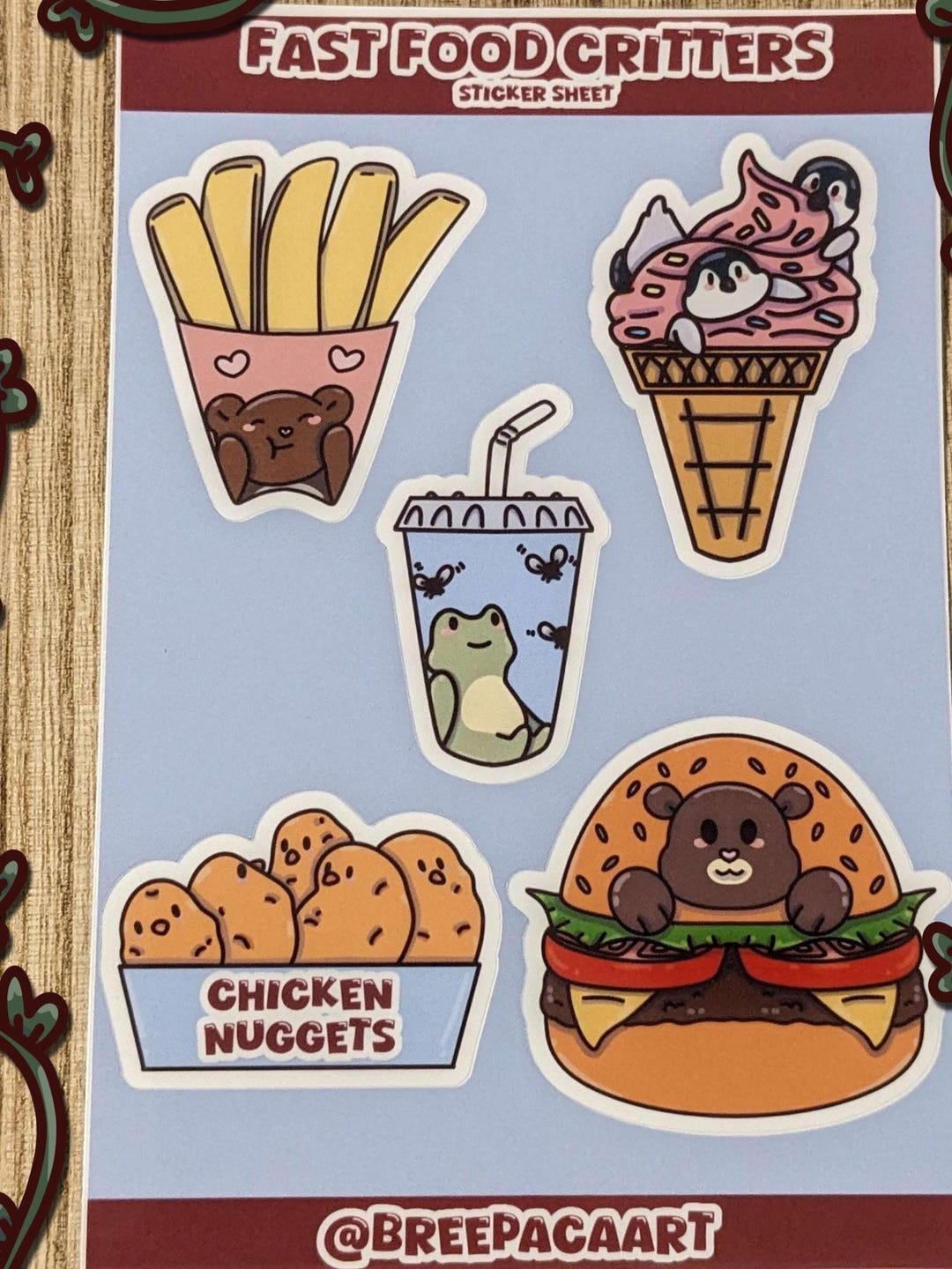 Fast Food Critters Sticker Sheet - Cute Stickers for Journaling - Food ...
