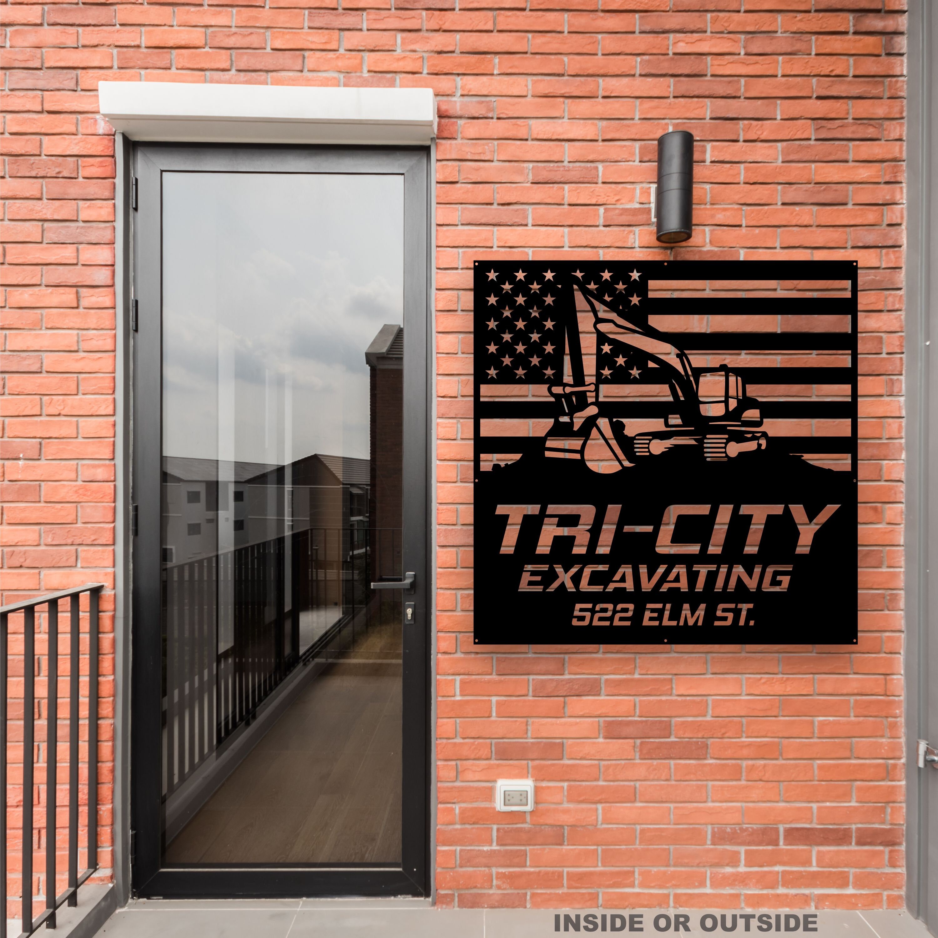 Excavator American Flag Metal Monogram Sign Free Shipping - Etsy