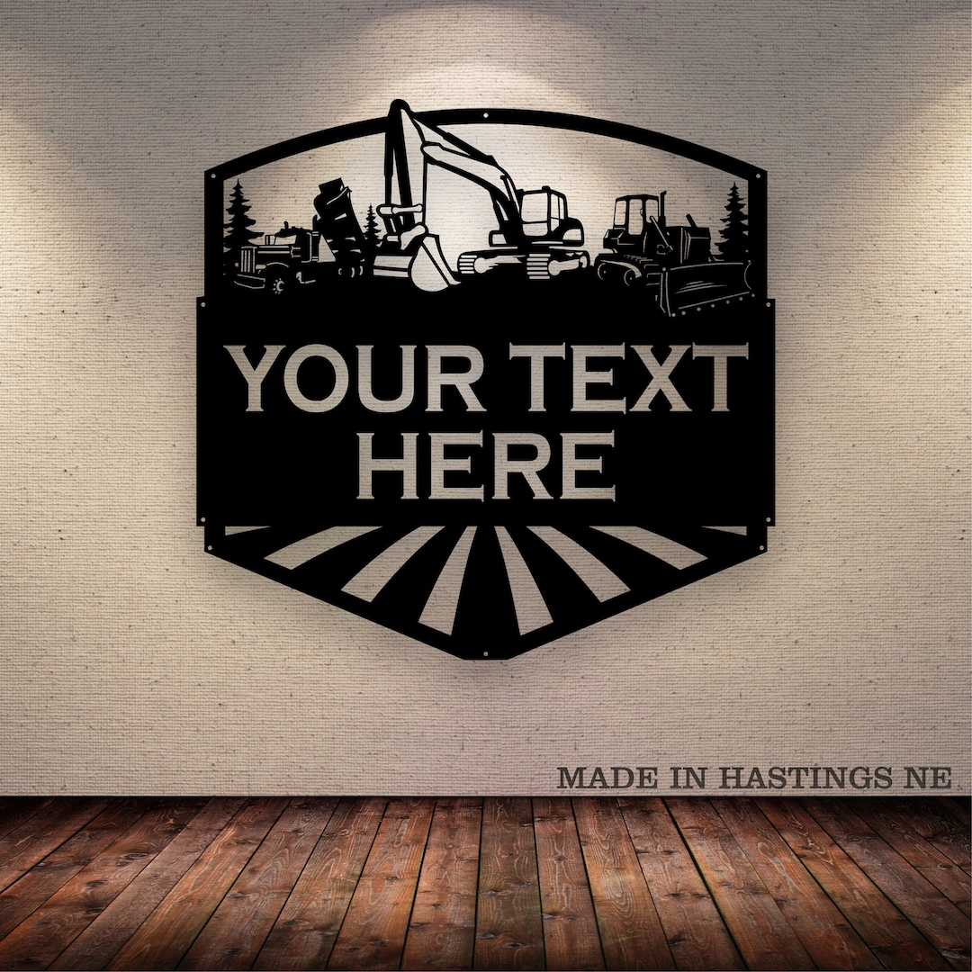 Excavator - Dump Truck - Dozer - Metal Monogram Sign - Free Shipping - Etsy