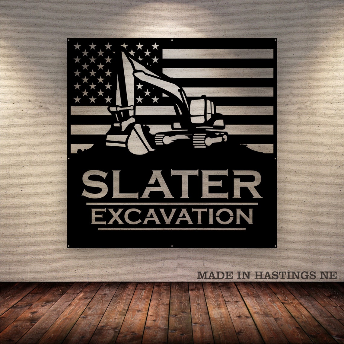 Excavator American Flag Metal Monogram Sign Free Shipping - Etsy