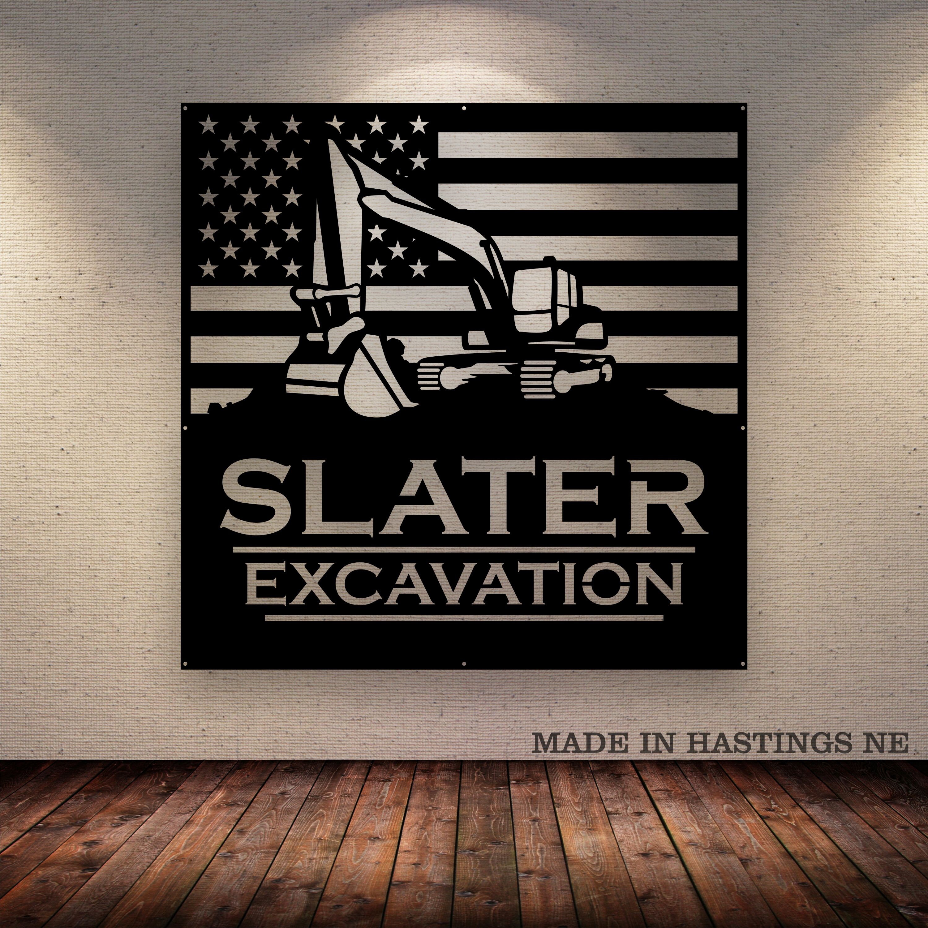 Excavator American Flag Metal Monogram Sign Free Shipping - Etsy
