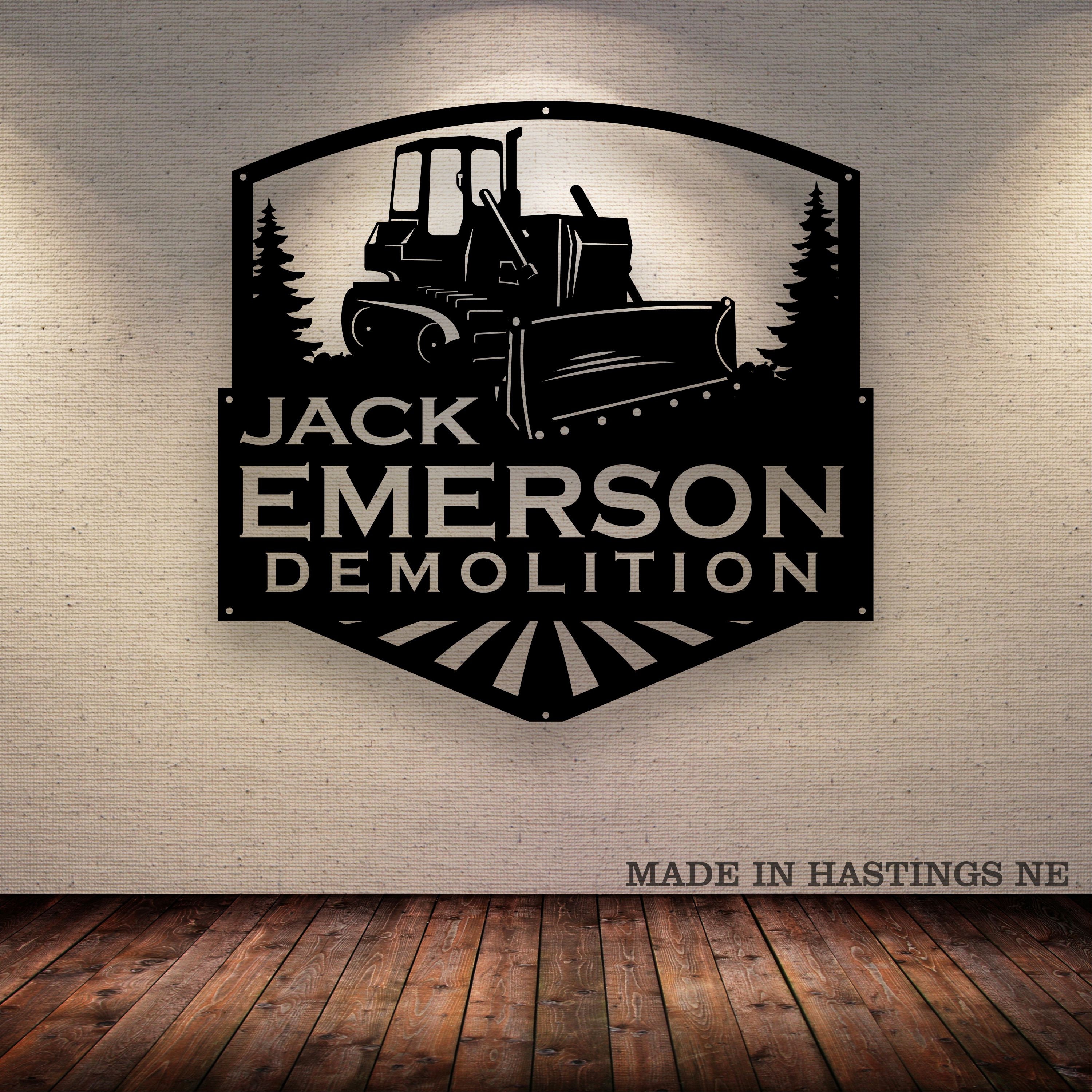 Bull Dozer Metal Monogram Sign Free Shipping - Etsy