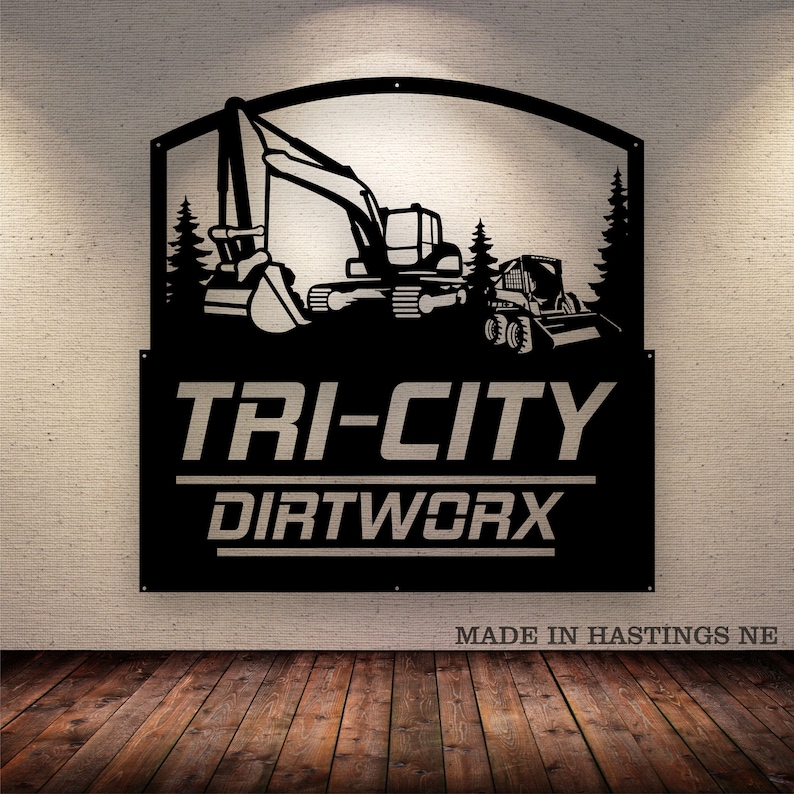 Excavator Skid Steer Metal Monogram Sign Free Shipping - Etsy