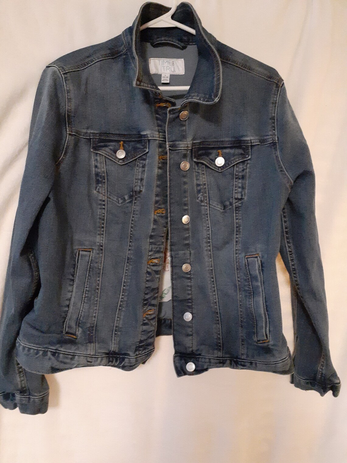 Time and Tru Women's Floral Embroidered Denim Jean Jacket - Etsy