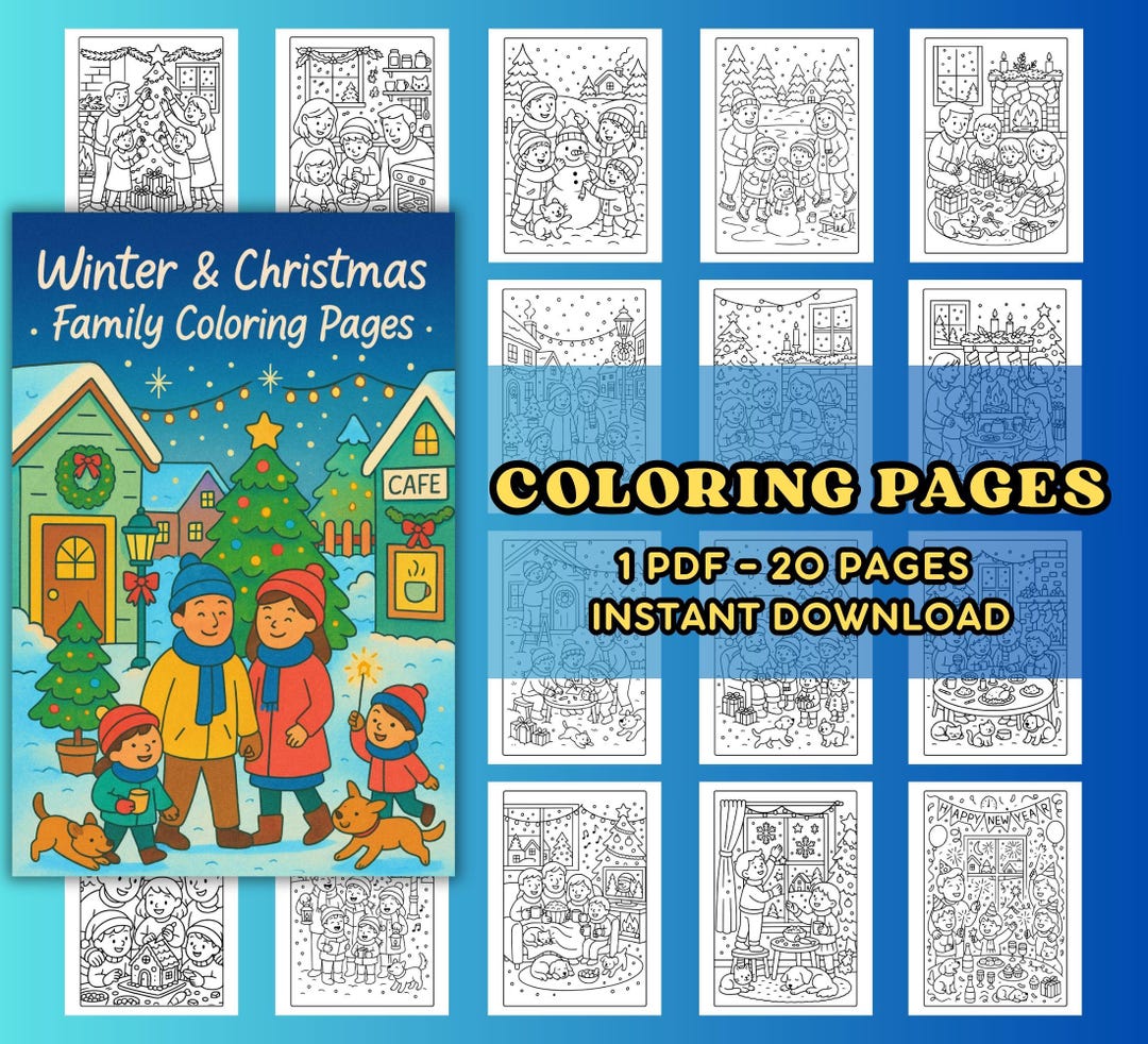 Christmas Coloring Pages: Winter Holiday Cozy Festive Scenes (PDF ...