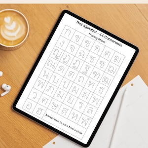 Thai Alphabet Tracing Sheet for Kids & Beginner | 44 Consonants ...