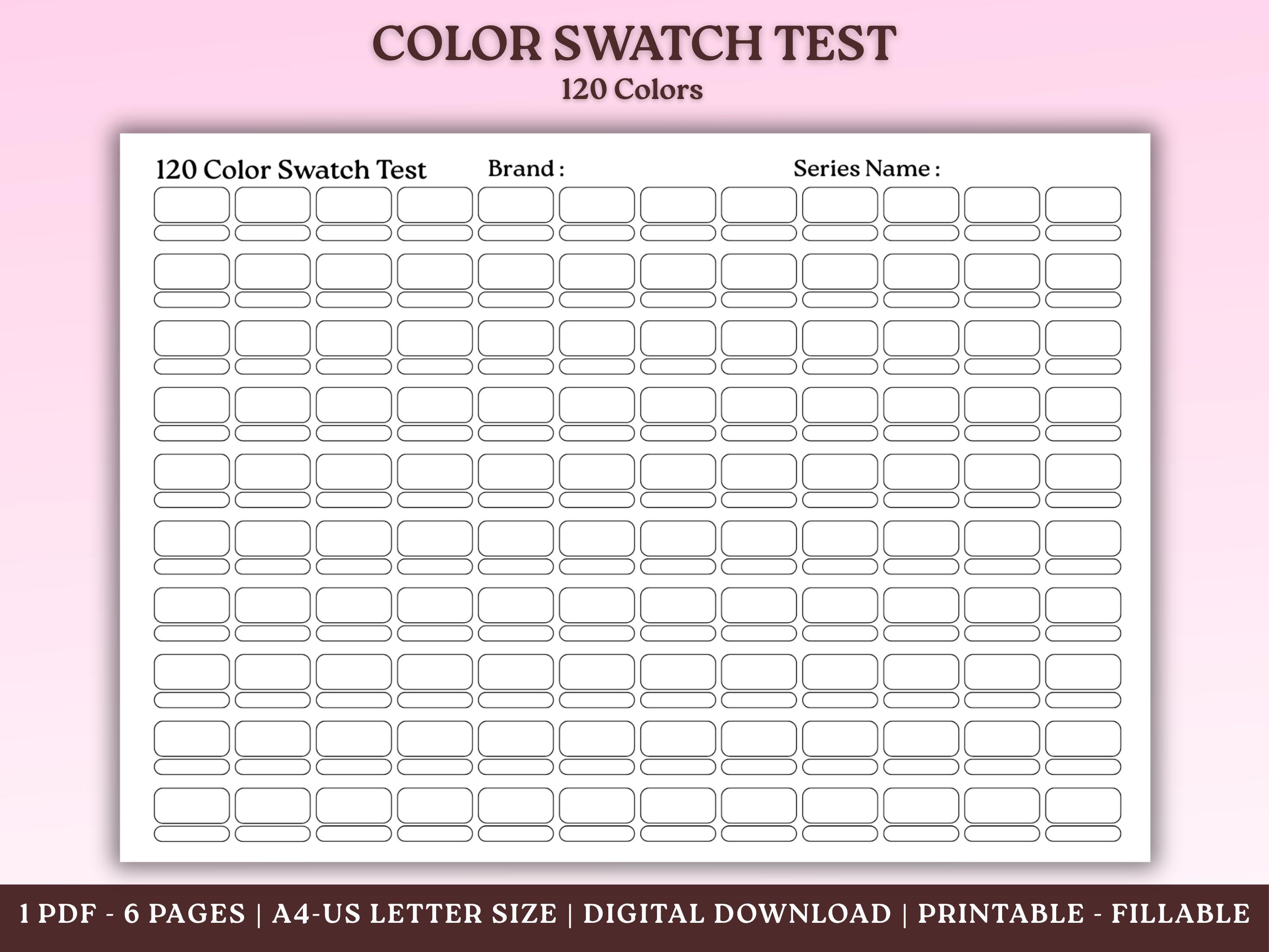 Color Swatch Test Chart Bundle | Fillable Printable PDF for Artists ...