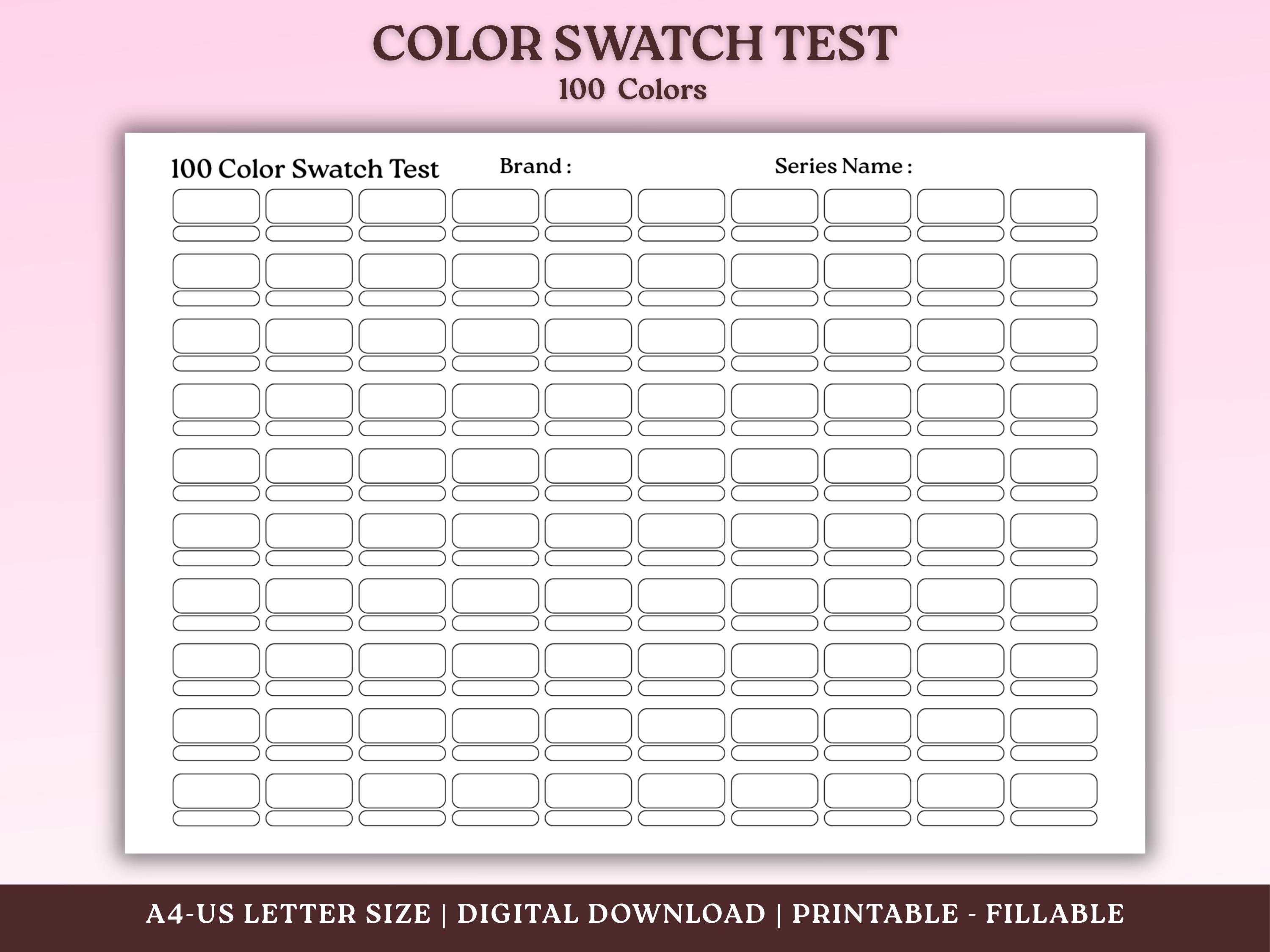 Color Swatch Test Chart Bundle | Fillable Printable PDF for Artists ...