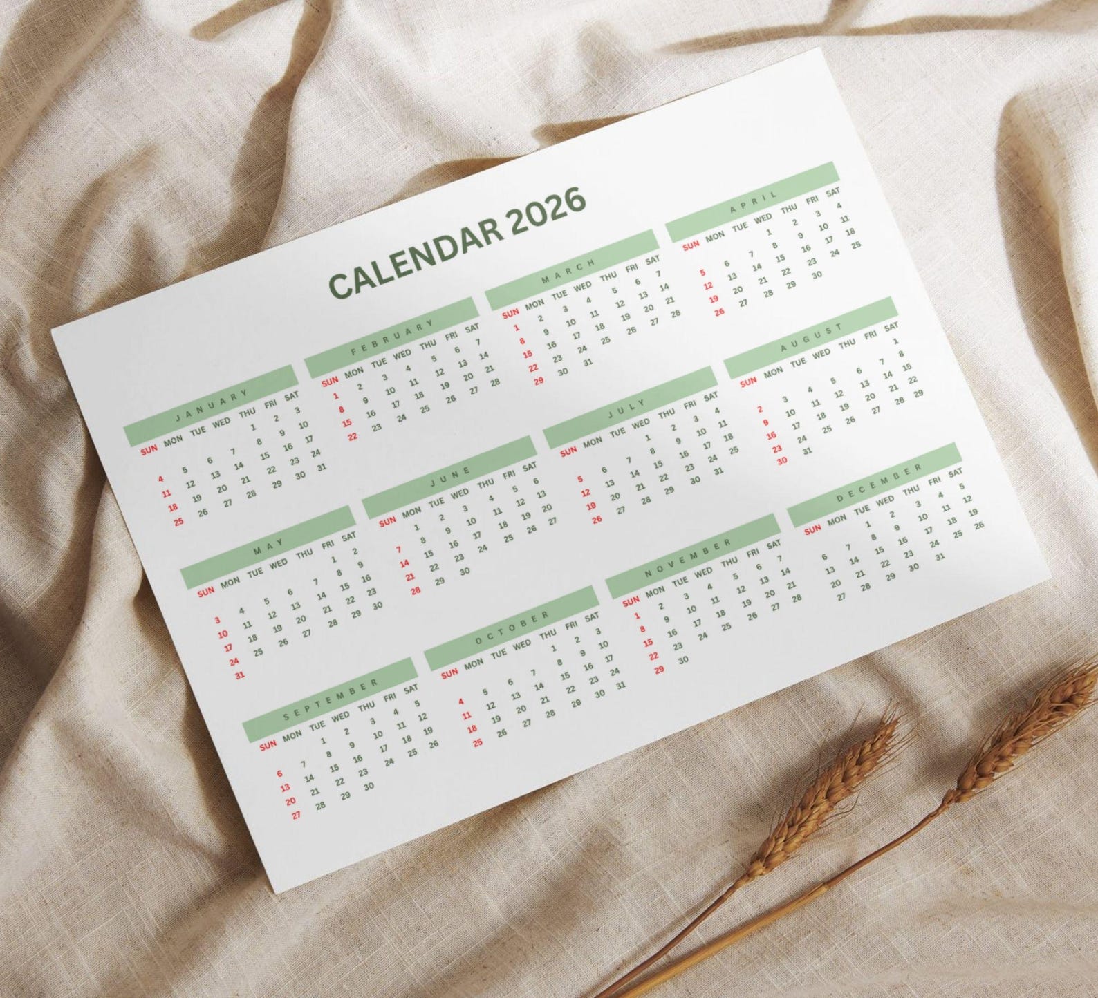Minimalist 2026 Calendar: Simple A4 Printable (PDF Download) - Etsy