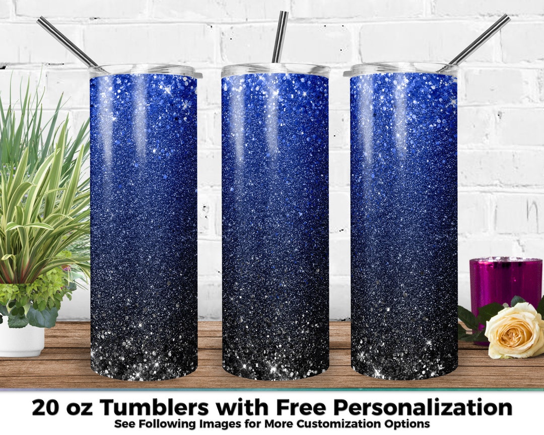 Royal Blue and Black Ombre Chunky Glitter, Faux Glitter, Sublimated 20 ...