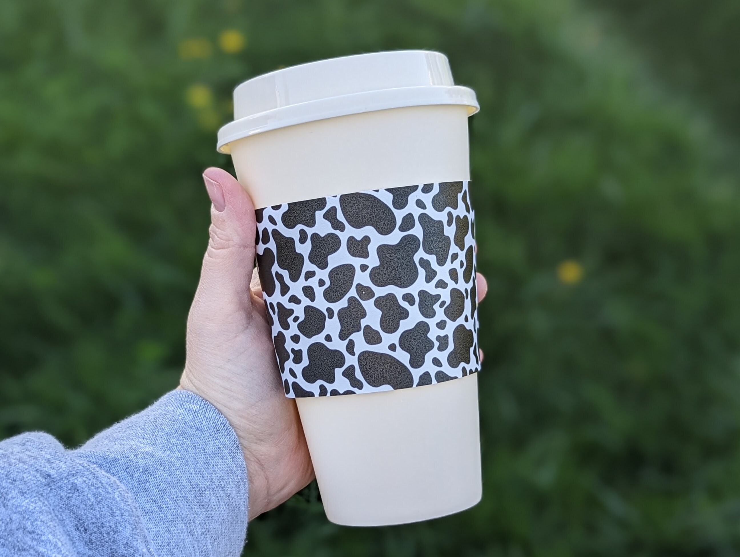 Straight Edge Cup Sleeve, Faux Leather Cup Sleeve, Reusable Cup Sleeve ...