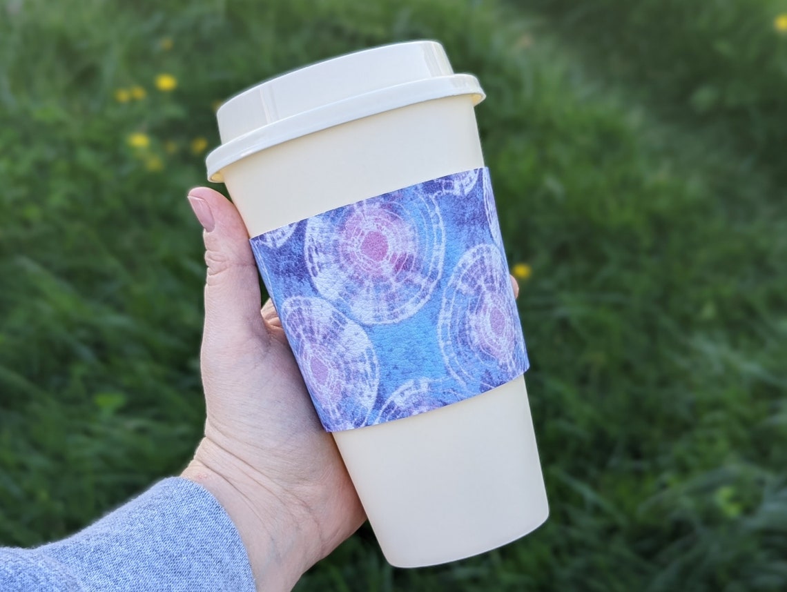 Straight Edge Cup Sleeve, Faux Leather Cup Sleeve, Reusable Cup Sleeve ...