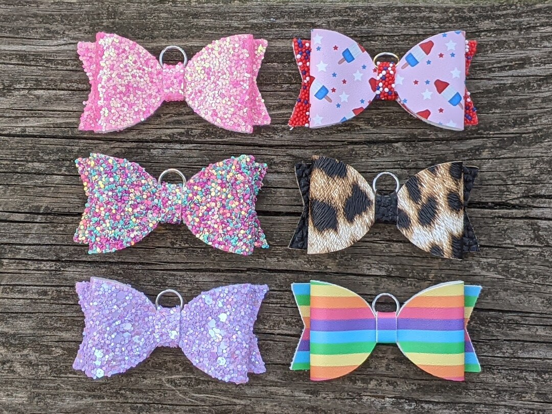 Faux Leather Mini Bow Keychain Embellishment, Mini Bows, Keychain ...